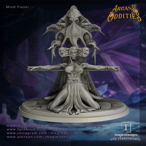3d Printable Mind Flayer 8 Statue Version By Imagin3designs