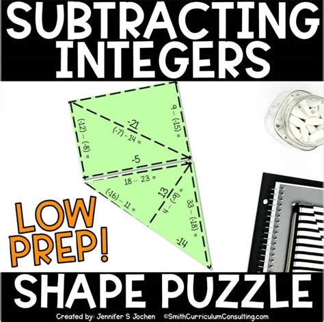 Subtracting Integers Shape Puzzle Positive And Negative Integer Subtraction