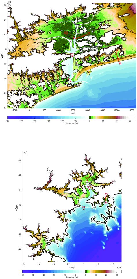 Distribution Of Bathymetry And Topography On 10 M Grid Domain Upper