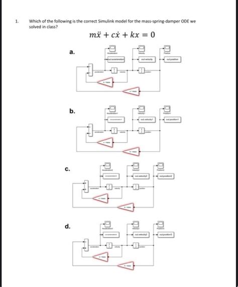 Solved 1 Which Of The Following Is The Correct Simulink