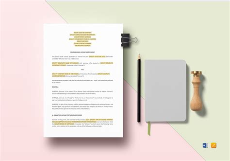 Source Code License Agreement Template In Word Apple Pages