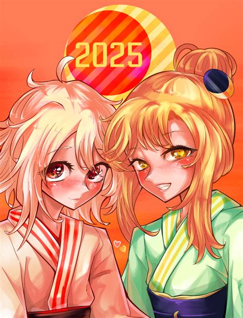 Safebooru 2025 2girls Alternate Costume Aygoftenover Blush Grin Hair