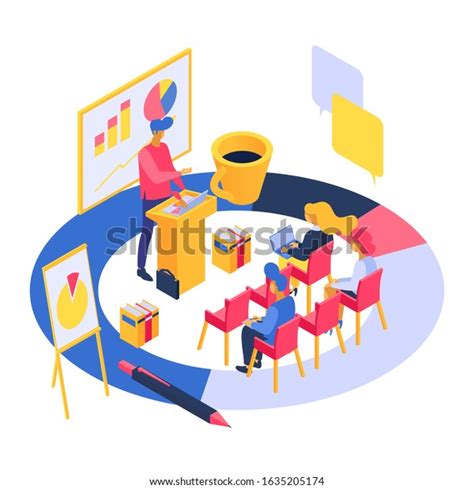 Training People Group Educational Lecture Coach Stock Vector Royalty