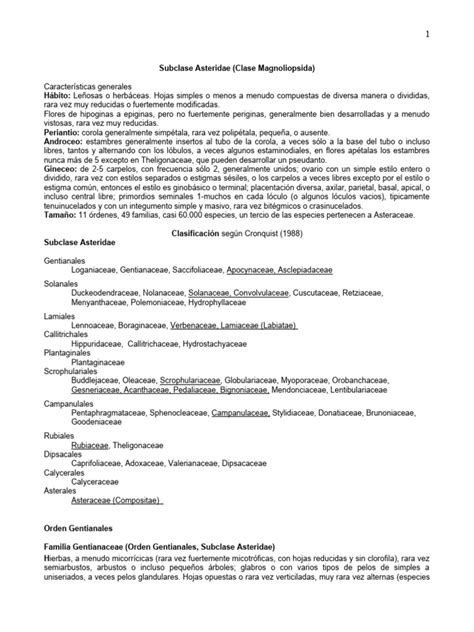 Asteridae Pdf Plantas Botánica
