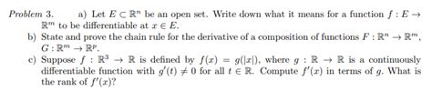 solved problem 3 a let e⊂rn be an open set write down