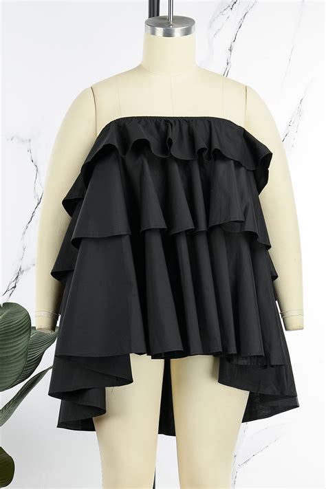 Wholesale Black Sexy Casual Solid Patchwork Backless Strapless Tops