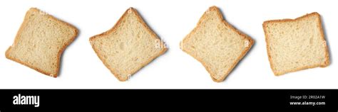 Set Of White Bread Slices Isolated On White Background Popular Food