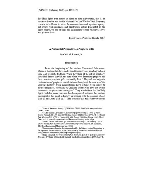Cecil M Robeck Jr A Pentecostal Perspect Pdf Spiritual T Prophecy