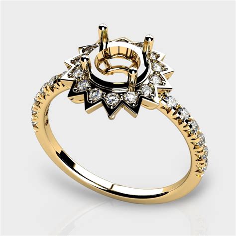 Tista 14k Gold 036 Carat Natural Diamond Semi Mount Ring Setting 6mm