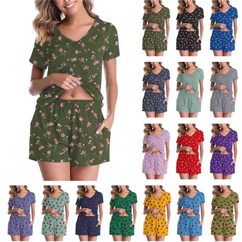 Qatainlav Womens Two Piece Outfits Summer Casual Short Sleeve Tees And