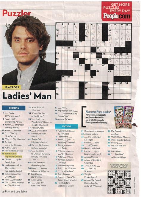 People Magazine Crossword Printable Free Printable Crosswords