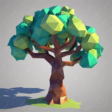 Premium Photo A Low Poly Tree With Green Leaves And A Large Tree In