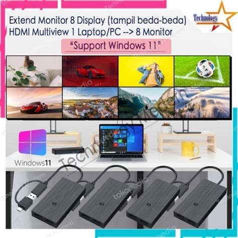 Promo Hdmi Extend Monitor 8 Display Tampil Beda Beda Usb 3 0 Multiviewer Diskon 23 Di