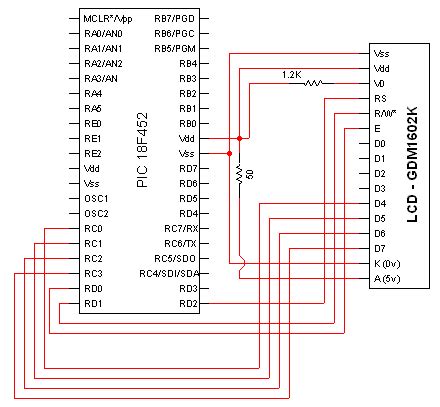 Interfacing A PIC To LCD Schematic PyroElectro News Projects Tutorials