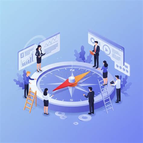 A Digital Illustration Showing A Large Compass Surrounded By