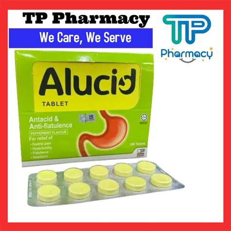 Alucid Tablet Ubat Kunyah Gas Angin Perut Kembung Sakit Gastrik Alucid