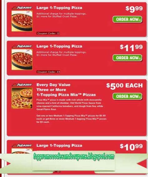 Free Promo Codes And Coupons 2025 Pizza Hut Coupons