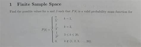 Solved Finite Sample Space Find The Possible Values For A Chegg