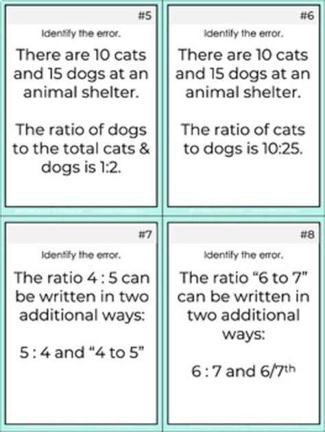 Ratios Error Analysis Task Cards By Beyond The Worksheet With Lindsay Gould