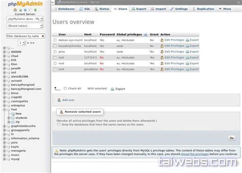 PhpMyAdmin Multilingual Softwares Blue