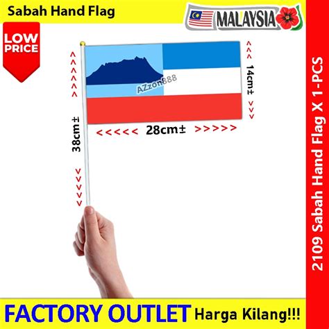 Sabah Hand Flag Nylon Polyester Sabah Negeri Dibawah Bayu Flag Welcome Flag 2109 Sabahflag