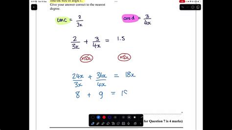 Gcse Igcse Edexcel Maths Mathematics Trigonometric Ratios Forming Solving Linear Equation Find