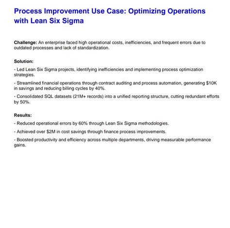 Processimprovement Leansixsigma Operationalefficiency Costreduction Whitney Hughes Mba