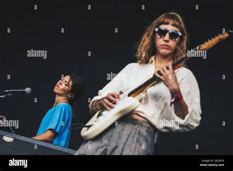 L R Kristin Slipp And Maia Friedman Of Dirty Projectors Rock Band Perform Live On Stage At