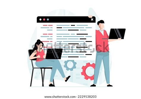 Software Development Concept People Scene Flat Stock Illustration 2229538203 Shutterstock