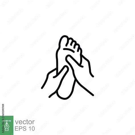 Foot Massage Icon Simple Outline Style Reflexology Human Toe Leg