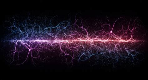 Vibrant Electric Energy Flow With Glowing Light Strands In A Digital Abstract Space Stock