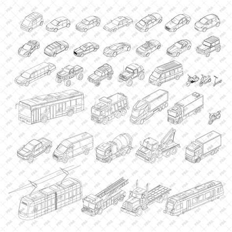Cad Vector Png Axonometric Vehicles Post Digital Architecture