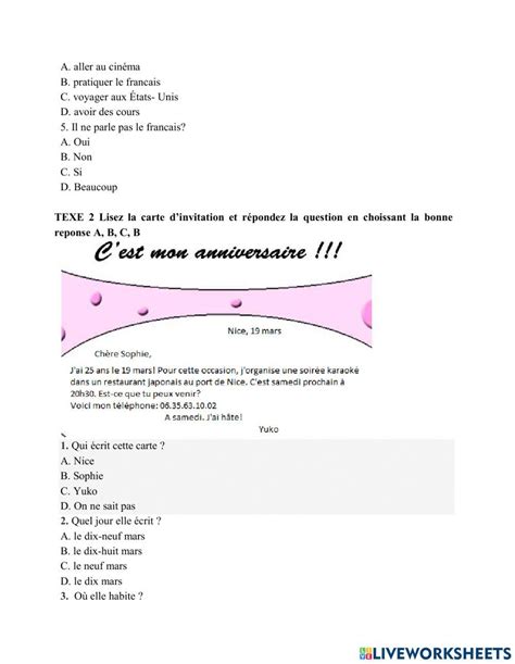 ComprÉhension Écrite F1 Online Exercise For Live Worksheets