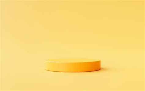 제품 배치 배경 3d 그림을 위한 노란색 실린더 최소 연단 받침대 제품 디스플레이 플랫폼 무료 사진