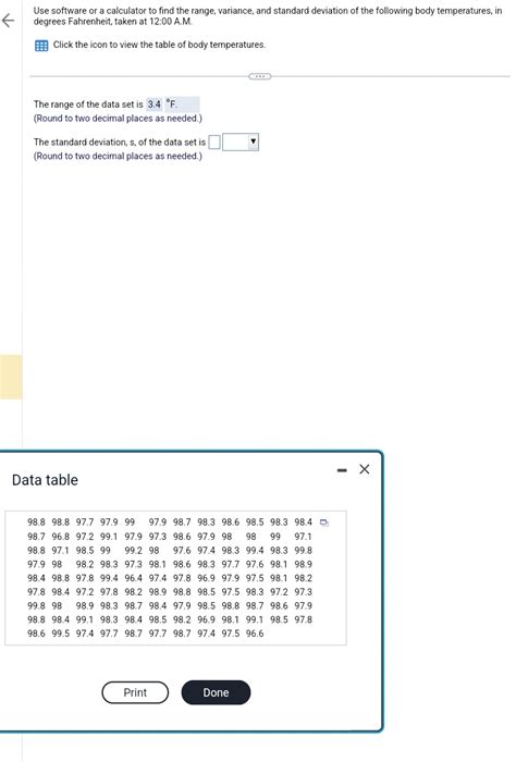 Solved Use software or a calculator to find the range, | Chegg.com