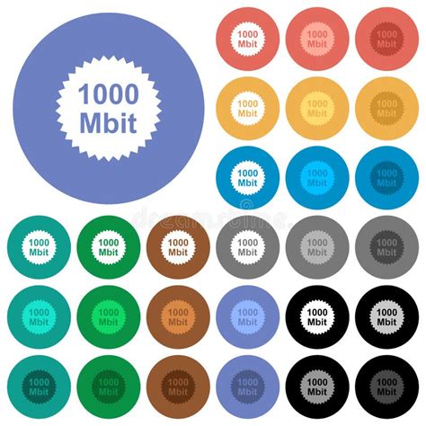 1000 Mbit Guarantee Sticker Square Flat Multi Colored Icons Stock