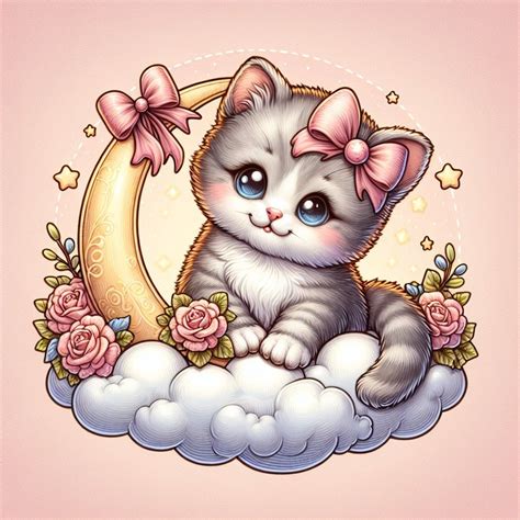 Adorable Kitten On A Cloud