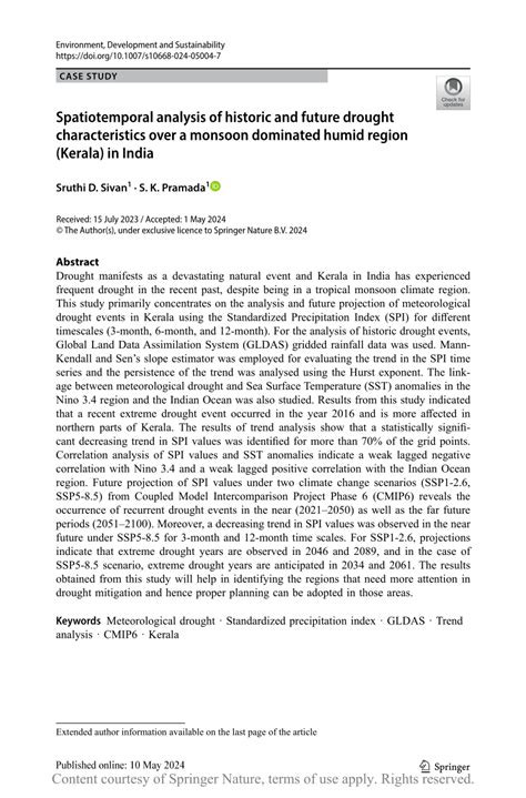 Spatiotemporal Analysis Of Historic And Future Drought Characteristics