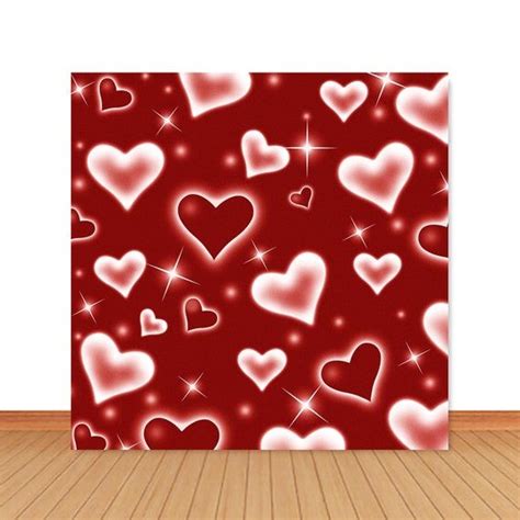 Early 2000s Red Heart Photo Backdrop 90s Love Valentines Wedding Bridal