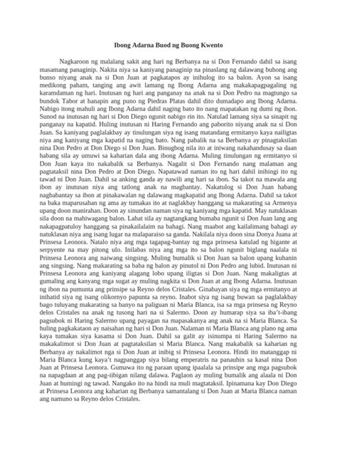 Ibong Adarna Buod Ng Buong Kwento Pdf