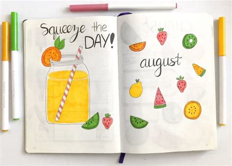 August Bullet Journal Setup Summer Fruits Theme Andrea Peacock