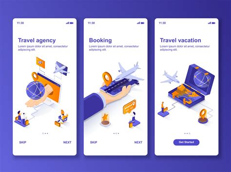 Travel Vacation Isometric Gui Design Kit 1544891 Vector Art At Vecteezy