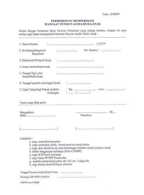 Form Dpdpp Dana Pensiun Pertamina