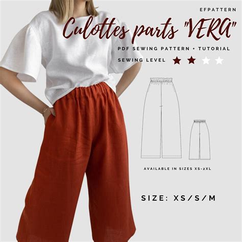 High Waist Culottes Sewing Pattern Sizes Xs S And M Wide Leg Pants