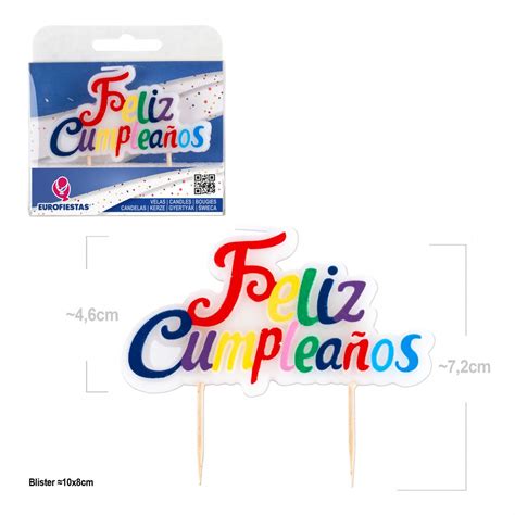 Vela Bloque Feliz Cumple Letras Colores