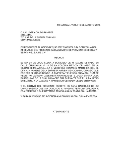 Escrito Libre Para El Imss Pdf