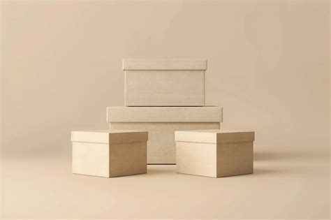 Ecofriendly Stackable Cardboard Storage Boxes In Minimal Packaging Design Premium Ai Generated