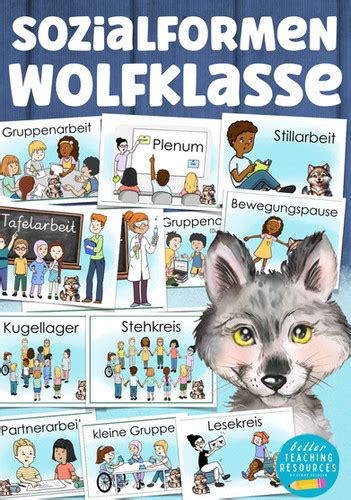 Wolfklasse Sozialformen Tafeltransparenz Klassentier Wolf Klassenmaskottchen Grundschule Material