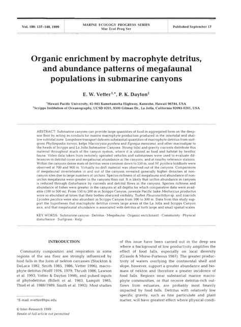Pdf Organic Enrichment By Macrophyte Detritus And Abundance Patterns
