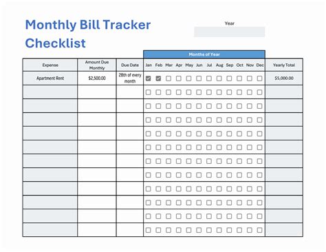 Free Excel Monthly Bill Tracker Templates